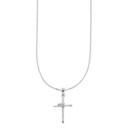 Bruno Banani Damen Kette mit Anh&auml;nger &raquo;Schmuck Geschenk Silberkette mit Anh&auml;nger leicht gew&ouml;lbtes Kreuz&laquo; mit Zirkonia (synth.) Silber 925 (
