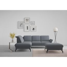 Sit & More sit&more Ecksofa &raquo;Fashion L-Form&laquo; wahlweise mit Kopfteilverstellung und Vorziehsitz, motorisch blau B/H/T: 250cm x 84cm x 207cm, Chenille, Ottomane 