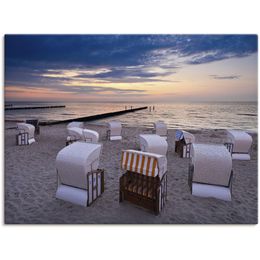Leinwandbild Artland, B:60cm H:45cm, blau, Leinwand, Wohnzimmer, Bilder, "Strandk&ouml;rbe an der Ostsee", auf Holzrahmen gespannt