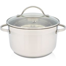Kr&uuml;ger KR&Uuml;GER Fleischtopf "Ohio", 5,5 l + &Oslash; 24cm + H&ouml;he 14cm, silber, T&ouml;pfe, f&uuml;r Induktions-Kochfelder geeignet