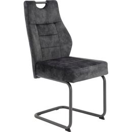 Hela Esszimmerstuhl &raquo;Linda S Schwingstuhl&laquo; (Set) 2 Stk.mit Taschenfederkern Sitz, mit 140KG belastbar, Freischwinger schwarz Metall, Polyester, Stoff 