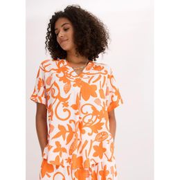 bonprix Damen bonprix Tunika mit floralem Druck, aus flie&szlig;ender Viskose orange 38