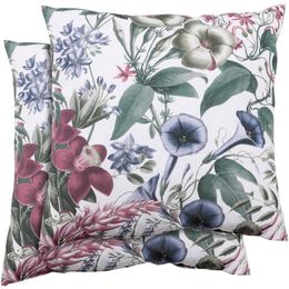 GO-DE Dekokissen &raquo;Klara&laquo; Ma&szlig;e ca.: 48 cm x 48 cm beige Bezug: 75% Baumwolle, 25% Polyester B/L: 48cm x 48cm, 2 Stk.