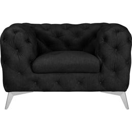 Home Affaire Chesterfield-Sessel &raquo;Glynis Sessel&laquo; aufw&auml;ndige Knopfheftung, moderne Chesterfield Optik, Fu&szlig;farbe w&auml;hlbar grau Struktur (100% Polyester);