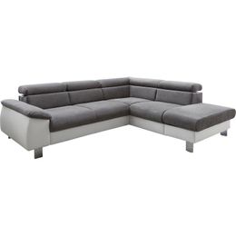 COTTA Ecksofa &raquo;Komaris L-Form, B: 249 cm&laquo; mit Kopfteilverstellung, optional Schlaffunktion, Bettkasten & Licht grau Microfaser PRIMABELLE (100% 