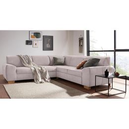 DOMO collection Ecksofa &raquo;Incanto kubische Formensprache, komfortabel, flache Armlehnen, L-Form&laquo; wahlweise mit Bettfunktion grau B/H/T: 260cm x 81cm x 