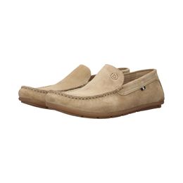 Bugatti Herren Slipper, Gr. 40, beige, Veloursleder, Schuhe, Mokassin, Slip in, Schlupfschuh, Loafer mit Soft Fit-Ausstattung