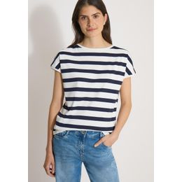 Cecil Damen T-Shirt, schwarz-wei&szlig;, Gr. XL, gestreift, Web, 100% Baumwolle, Shirts, im Streifendesign