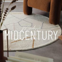 Wecon Home Teppich &raquo;Nox&laquo; rund 6 mm H&ouml;he Wollteppich, abstrakt, hochwertig, handgetuftet, robust, modern Schurwolle &Oslash; 120cm 1 Stk., 6mm, &Oslash; 120cm