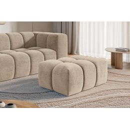 Polsterhocker, B:97cm H:42cm T:67cm, beige, HOMSY BY ANA JOHNSON, 100% Polyester, Hocker, "BOUBELLE Sitzhocker mit Steppung, Bubble-Optik, Ma&szlig;e