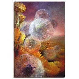 Artland Leinwandbild &raquo;L&ouml;wenzahn und Schmetterling&laquo; Blumen 1 Stk. tlg. auf Holzrahmen gespannt gelb Leinwand B/H/T: 40cm x 60cm, Leinwandbild Blumen Hochformat