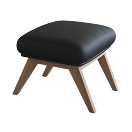 FLEXLUX Polsterhocker &raquo;Adria&laquo; Fu&szlig; Eiche, Fu&szlig;hocker f&uuml;r Ohrensessel schwarz 100% Echteder B/H/T: 54cm x 41cm x 41cm, Echtleder