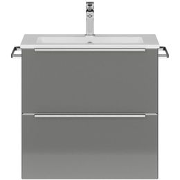 Nobilia Waschtisch-Set &raquo;Levere&laquo; vormontiert, mit Soft-Close, 1 Stk. tlg. grau B/H/T: 61cmcm x 59,1cmcm x 48,7cmcm, Griffe chrom