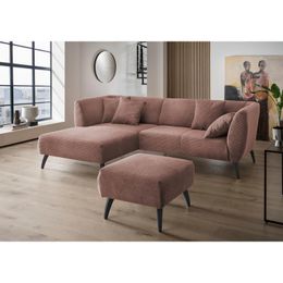 Home Affaire Ecksofa &raquo;Lazio modern und bequem, schmale Armlehnen, tolle Detailverarbeitung&laquo; zwei verschiedene Fu&szlig;farben w&auml;hlbar rosa 93% Polyester, 7%