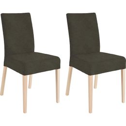 Home Affaire 4-Fu&szlig;stuhl &raquo;Umag&laquo; (Set) 2 Stk.Sitz und R&uuml;cken gepolstert gr&uuml;n Massivholz, Polyester B/H/T: 46,5cm x 94cm x 59,5cm, 2 Stk., Microfaser