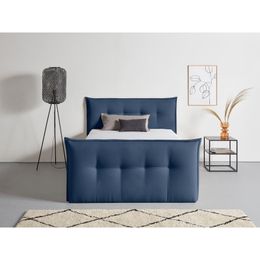 Home Affaire Boxbett &raquo;Kederleicht&laquo; inklusive Fu&szlig;teil, Bettkasten & Topper, in 4 Breiten und 2 H&auml;rtegraden blau Struktur, Liegefl&auml;che B/L: 140cm x 