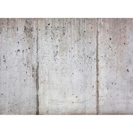 Livingwalls living walls Fototapete &raquo;Beton&laquo; glatt Fototapete Floral Grau wei&szlig; 3,50 m x 2,55 m Tapete bunt Vlies B/L: 3,5m x 2,55m