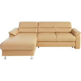 Sit & More sit&more Ecksofa &raquo;Ascara L-Form&laquo; inklusive Boxspring/Federkern-Polsterung, wahlweise mit Schlaffunktion braun NaturLEDER (echtes Rindsleder), Korpus 