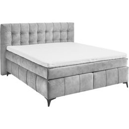 ED EXCITING DESIGN Boxspringbett &raquo;Oregon&laquo; inkl. Duo-Matratze - Kokosmatte, Filzabdeckung grau 100% Polyester Microvelours, Liegefl&auml;che B/L: 180cm x 