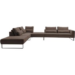 Musterring Ecksofa &raquo;JustB! PM100 bequem, modern, elegant und viel Platz, bodenfrei&laquo; mit Zwischenhocker, wahlweise mit Funktion und Kissen, Ma&szlig;e 290 x 308 braun 