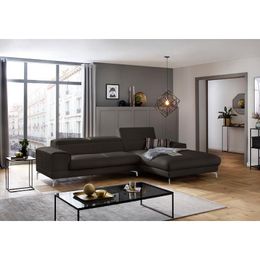 W.Schillig Ecksofa &raquo;piedroo, Designsofa mit tollem Sitzkomfort, bequem und elegant, L-Form&laquo; Kopfteilverstellung, wahlweise mit Sitztiefenverstellung, 