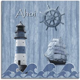 Wandbild Artland, B:30cm H:30cm, blau, Wohnzimmer, Bilder, "Ahoi im maritimen Blau", als Alubild, Leinwandbild in verschied. Gr&ouml;&szlig;en