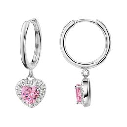 Firetti Damen Paar Creolen &raquo;Schmuck Geschenk Silber 925 Ohrschmuck Ohrringe Herz&laquo; mit Zirkonia (synth.) pink Silber 925 (Sterlingsilber)