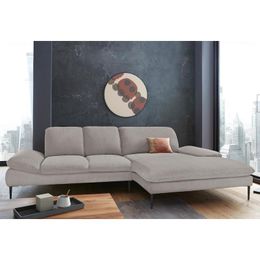 W.Schillig Ecksofa &raquo;enjoy&MORE, Designsofa, elegant und bequem, L-Form&laquo; Sitztiefenverstellung, F&uuml;&szlig;e schwarz pulverbeschichtet, Breite 310 cm grau 