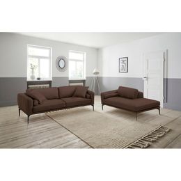 Egoitaliano Polstergarnitur &raquo;Masu, Design trifft sensationellen Sitzkomfort&laquo; Set besteht aus 2,5-Sitzer, freistehende Ottomane und 3 Rollkissen braun Leder &raquo;BULL&laquo;