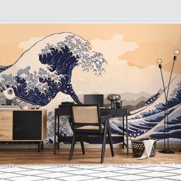Bilderwelten Fototapete Illustration - Die gro&szlig;e Welle von Kanagawa