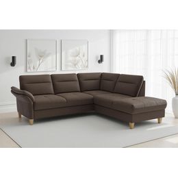Sit & More Ecksofa SIT & MORE, B:218cm H:90cm T:212cm, beige, 100% Polyester, Wohnzimmer, Sofas, "Pamela, B: 218 cm, L-Form, wahlweise mit Schlaffunktion und