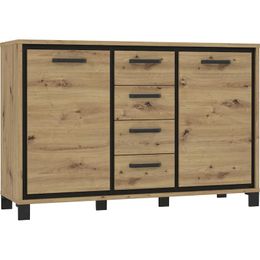 FORTE Sideboard &raquo;Trondheim&laquo; Breite 138 cm schwarz B/H/T: 138,4cm x 91,2cm x 41,5cm, 4 Stk., 2 Stk.