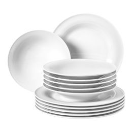 Seltmann Weiden Tafelservice "Teller Set, Geschirr-Set Beat", 12, wei&szlig;, Geschirr-Sets, mit Rillendekor, 12 Teile, f&uuml;r 6 Personen