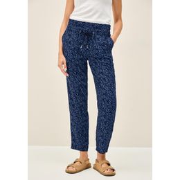 Cecil Damen Jogger Pants, blau, Gr. XXL, gemustert, Stoff, 100% Viskose, Hosen, mit Elastikbund