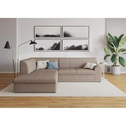 DOMO collection Ecksofa &raquo;Topper zeitlos elegant, kompakte Stellma&szlig;eL-Form&laquo; mit Ottomane, wahlweise mit Schlaffunktion braun B/H/T: 237cm x 78cm x 