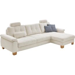 Die PlanBar Ecksofa &raquo;PP-LA19101 L-Form, Breite 316 cm&laquo; wahlweise mit Schlaffunktion und verstellbaren Kopfst&uuml;tzen, in Cord beige 88% Polyester;12% 