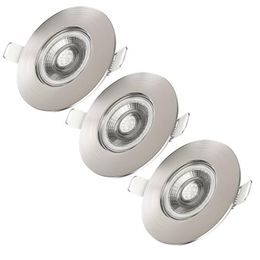 B.K.LICHT LED Einbauleuchte &raquo;3er Set Bad Einbaustrahler, Dimmbar, IP44, LED Einbauspots&laquo; LED-Board Warmwei&szlig; 3.000K, 460Lm, 5W, Kunststoff, 9 x 2,5 cm, Nickel 