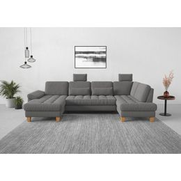 Sit & More sit&more Wohnlandschaft &raquo;Westham U-Form&laquo; wahlweise mit Schlaffunktion, Bettkasten, Sitztiefenverstellung grau 90% Polyester 10%Polyamid B/H/T: 338cm x