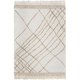 FLAIR RUGS Teppich &raquo;ASTERA Boucle-Effekt Hoch-Tief-Flor&laquo; rechteckig 2 mm H&ouml;he Teppich, Wohnzimmer, Schlafzimmer, Esszimmer beige Baumwolle, Kunstfaser