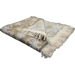 Adam Wohndecke &raquo;Flower Cuv&eacute;e&laquo; im floralem Design, Kuscheldecke beige Baumwolle B/L: 145cm x 190cm