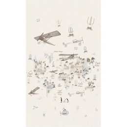 marburg Kindertapete matt Weltkarte, moderne Tapete f&uuml;r Wohnzimmer Schlafzimmer K&uuml;che beige Vlies B/L: 1,59m x 2,7m, Rollen: 1