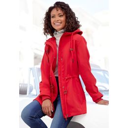Damen Softshelljacke, rot, Gr. 48, VIVANCE ACTIVE BY LASCANA, unifarben, Softshell, Obermaterial: 100% Polyester, Jacken, mit Kordelzug an der Taille