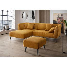 Home Affaire Ecksofa &raquo;Lazio modern und bequem, schmale Armlehnen, tolle Detailverarbeitung&laquo; zwei verschiedene Fu&szlig;farben w&auml;hlbar gold 93% Polyester, 7%