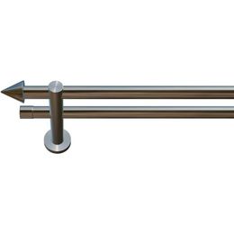 Indeko Gardinenstange &raquo;Calais&laquo; &Oslash; 20 mm 2 l&auml;ufig-l&auml;ufig Wunschma&szlig;l&auml;nge Komplett-Set inkl. Montagematerial grau B/L: 380cm &Oslash; 20mm, 2 l&auml;ufig