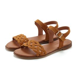 Lascana M&auml;dchen Lascana Sandale &raquo;Sommerschuh&laquo; Sandalette, Sommerschuh aus Leder mit Cut-Outs und weicher Innensohle braun 42