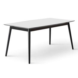 Esstisch &raquo;Meza Designtisch mit Auszugsfunktion und 2 Einlegeplatten&laquo; bootsf&ouml;rmige Tischplatte MDF, Massivholzgestell, in zwei Breiten wei&szlig; Tischplatte