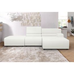 Egoitaliano Ecksofa &raquo;Babouche, Designsofa mit au&szlig;ergew&ouml;hnlichem Sitzkomfort zum Wohlf&uuml;hlen&laquo; wei&szlig; Leder &raquo;BULL&laquo; (echtes Rindsleder). Geschliffenes, pigmentiertes 