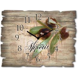 Artland Wanduhr &raquo;Oliven Guten Appetit&laquo; wahlweise mit Quarz- oder Funkuhrwerk, lautlos ohne Tickger&auml;usche braun B/H/T: 40cm x 30cm x 0,6cm, Funkuhr