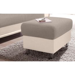 Trendmanufaktur Hocker wahlweise mit komfortablem Federkern, frei im Raum stellbar beige Luxus-Microfaser ALCAZAR (100% Polyester) / Feinstruktur (100
