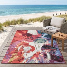 Sansibar Teppich &raquo;Rantum-Beach SA-026&laquo; rechteckig 5 mm H&ouml;he Flachgewebe, modernes Design, In- und Outdoor geeignet bunt Polypropylen B : 60cm 1 Stk., 5mm, L: 